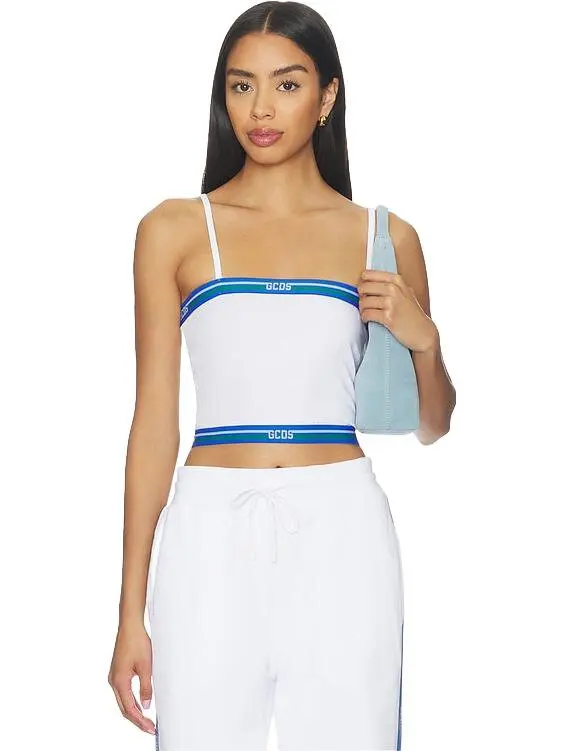 Gcds Logo Tape Mini Top - Optic White Blue