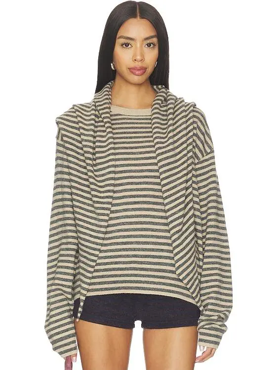 Lioness Olsen Knit With Scarf - Slate Stripe
