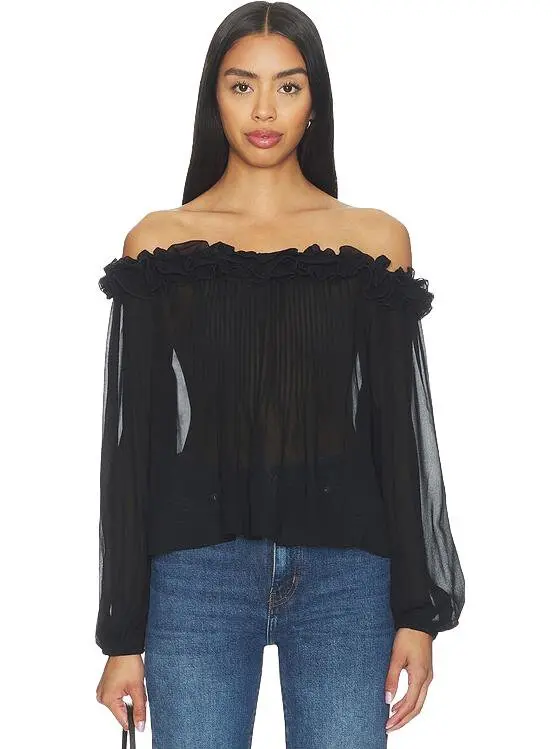 Paige Off-the-shoulder Blouse With Pleated Detailing - Black
