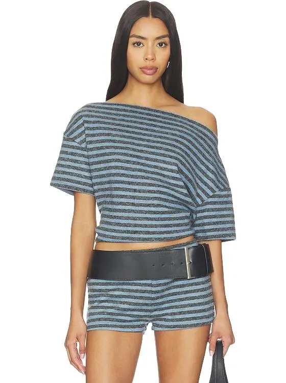Lioness Wildlands Knit Tee - Grey Blue Stripe