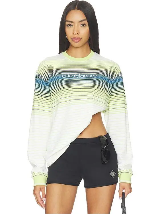 Casablanca Striped Longsleeve Tee - Casablanca Text