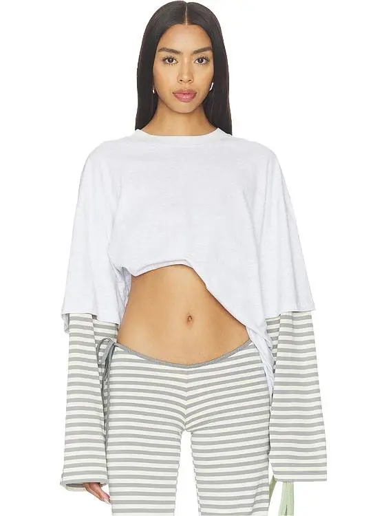 Lioness Bottega Layered Long Sleeve Shirt - Ash Stripe