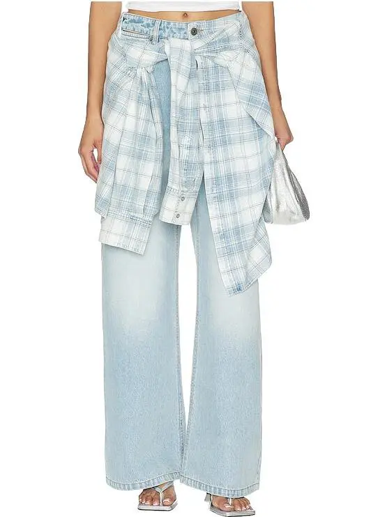 MARRKNULL Lace-up Denim Jean - Light Blue