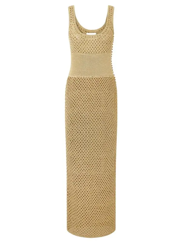 Galvan Vento Crystal-embellished Crochet Midi Dress - Gold