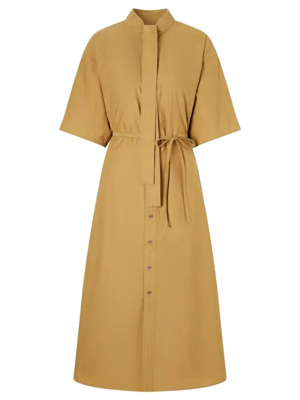 LEMAIRE Reversible Scarf-detailed Cotton-blend Midi Dress - Brown