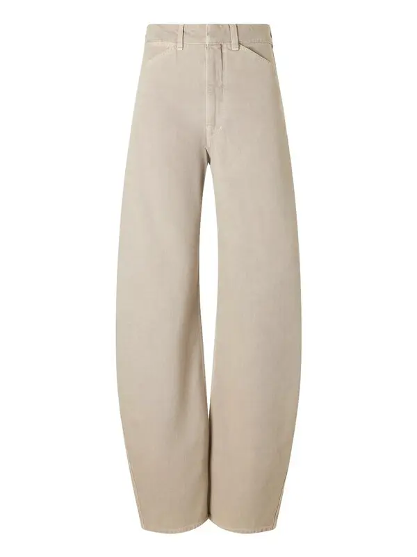 LEMAIRE High-rise Wide-leg Cotton-twill Pants - Neutrals