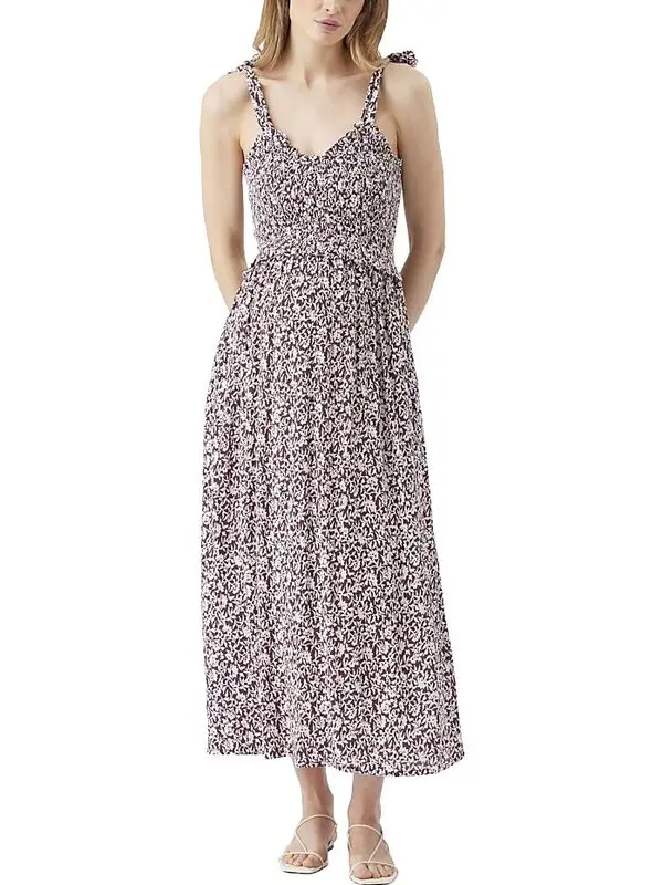 RIPE MATERNITY Dana Shirred Dress - Maroon / White