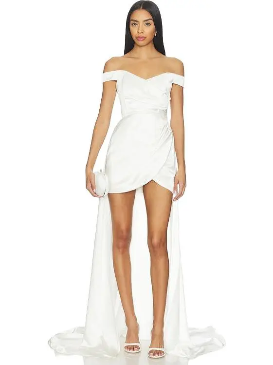 SAU LEE Vittoria Satin Dress - Ivory