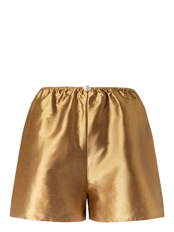 SARA CRISTINA Silk-shantung Shorts - Gold