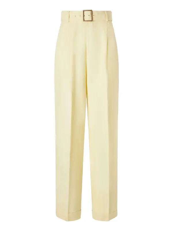 Polo Ralph Lauren Belted Wide-leg Linen Pants - Pastel Yellow