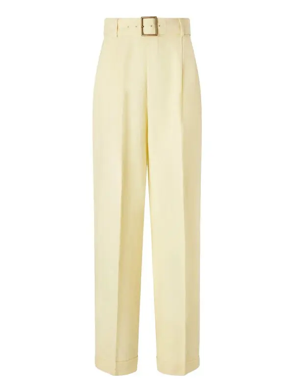 Polo Ralph Lauren Belted Wide-leg Linen Pants - Yellow