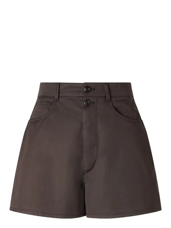 LEMAIRE Cotton-twill High-rise Shorts - Brown
