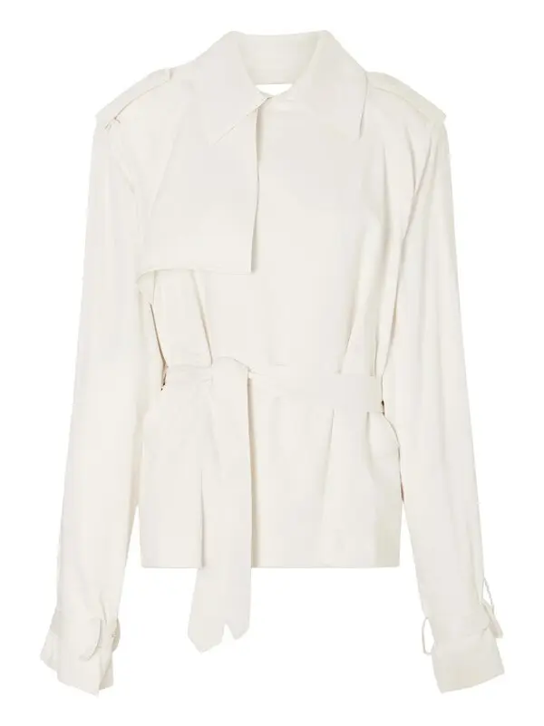 THE FRANKIE SHOP Eva Belted Gabardine Trench Coat - Neutrals