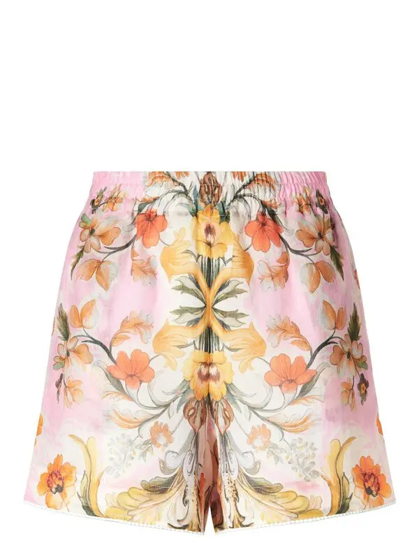 Borgo De Nor Floral-print Ramie Shorts - Pink