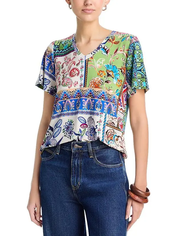 Johnny Was Janie V-neck Tee - Armeria Scarf