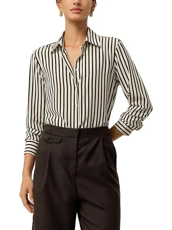 Lilysilk Striped Silk Shirt - Ink Stripe
