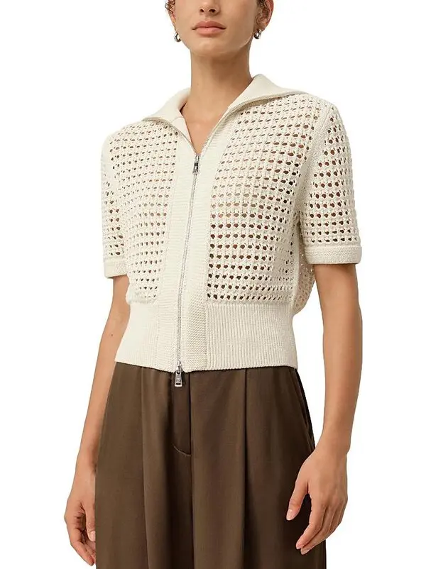Lilysilk Toscana Pointelle Knit Double-zip Cardigan - Lily White