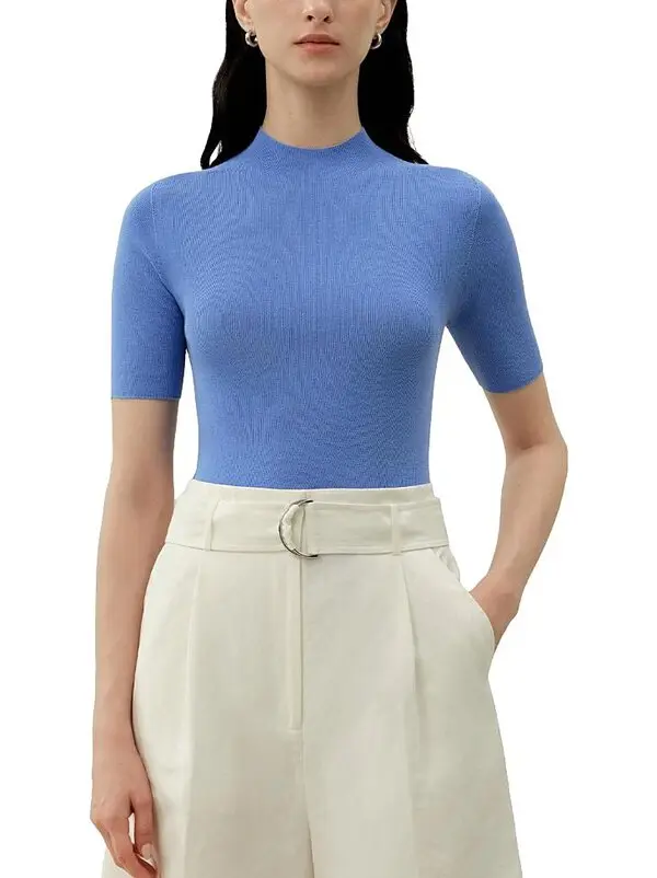 Lilysilk Slim-fit Silk-cotton Knit Top - Malibu Blue
