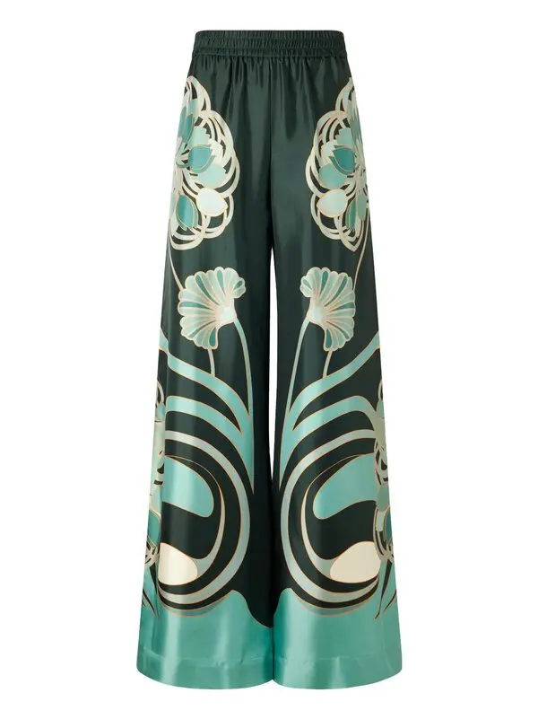 La DoubleJ Palazzo Printed Silk-twill Wide-leg Pants - Blue