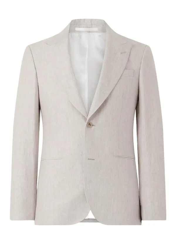Mr P. Slim-fit Linen Tuxedo Jacket - Neutrals