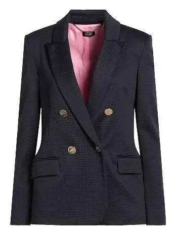 Liu Jo Jacquard Houndstooth Double-breasted Blazer - Blue