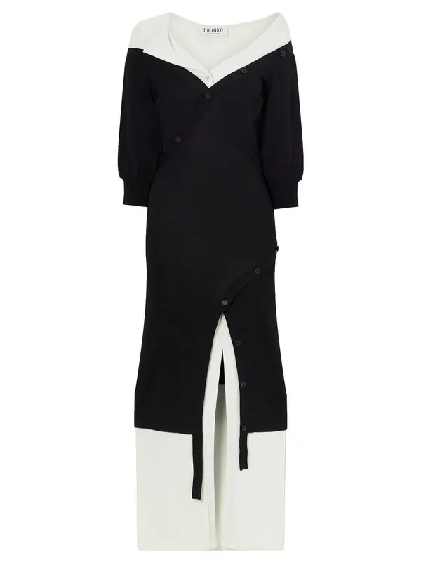 Attico Layered Jersey Maxi Dress - Black
