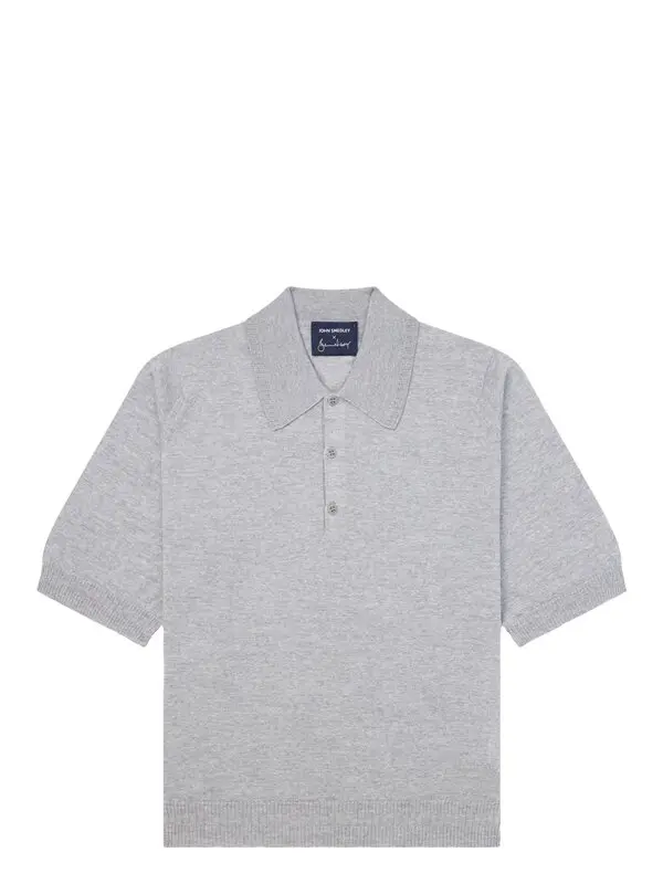 John Smedley Bill Nighy Merino Wool Polo Shirt - Gray