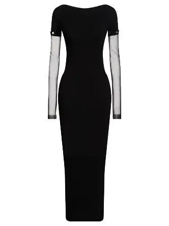 Sportmax Maxi Dress In Viscose And Polyester - Black
