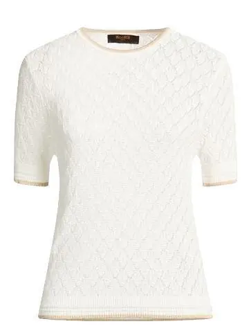 MOORER Sweater With Crochet Knit - White