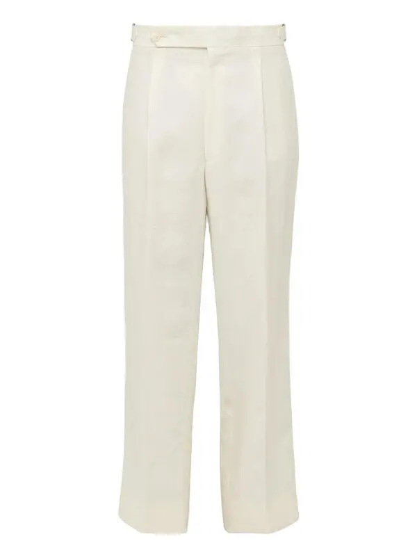 STOFFA Straight-leg Pleated Linen Trousers - Neutrals
