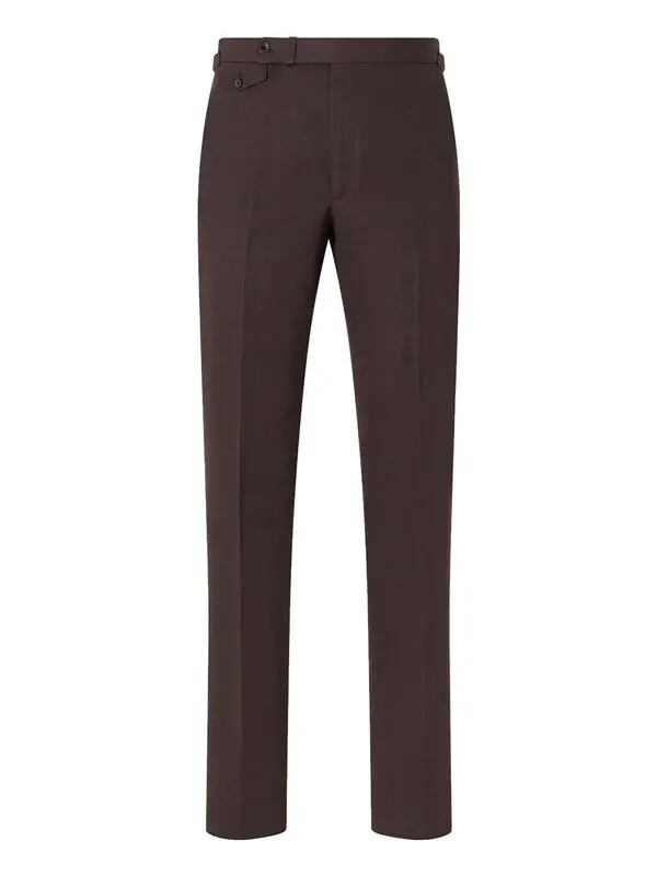 J. MUESER Waverly Straight-leg Cotton And Linen-blend Suit Trousers - Brown