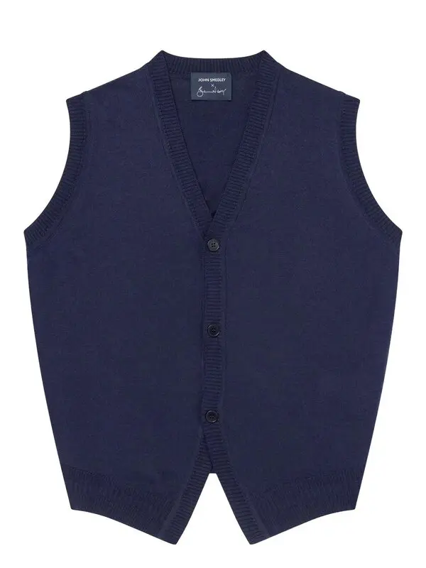 John Smedley Bill Nighy Merino Wool Vest - Blue