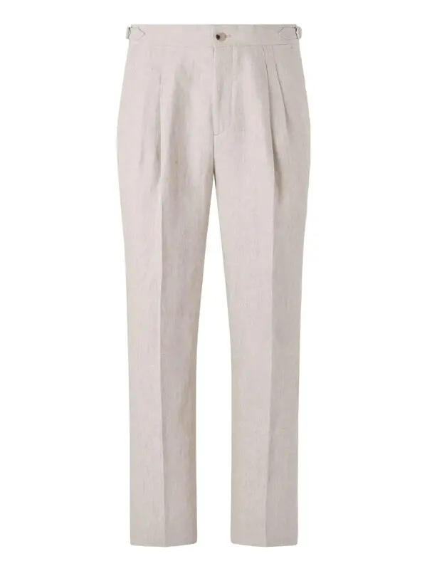 Mr P. Straight-leg Pleated Linen Trousers - Beige