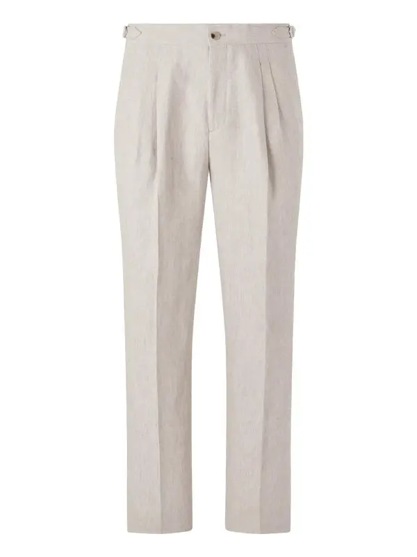 Mr P. Straight-leg Pleated Linen Trousers - Neutrals