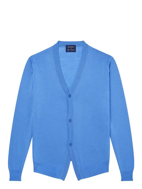 John Smedley Merino Wool Cardigan - Blue