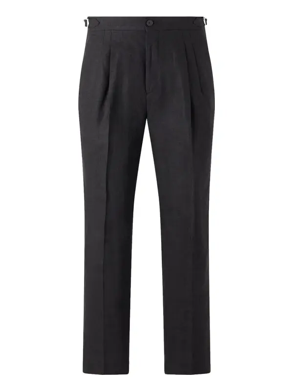Mr P. Straight-leg Pleated Linen Trousers - Black
