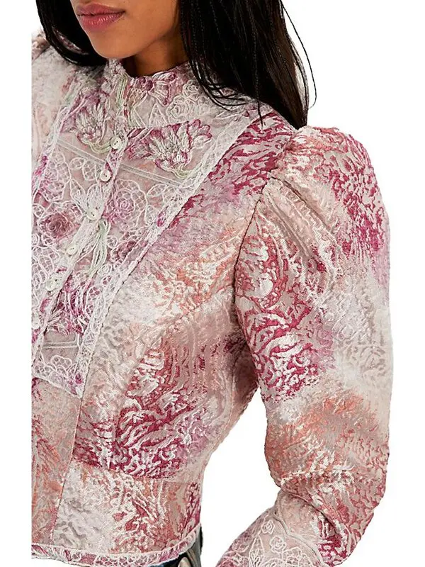 Anna Sui Victorian Satin Jacket - Blush