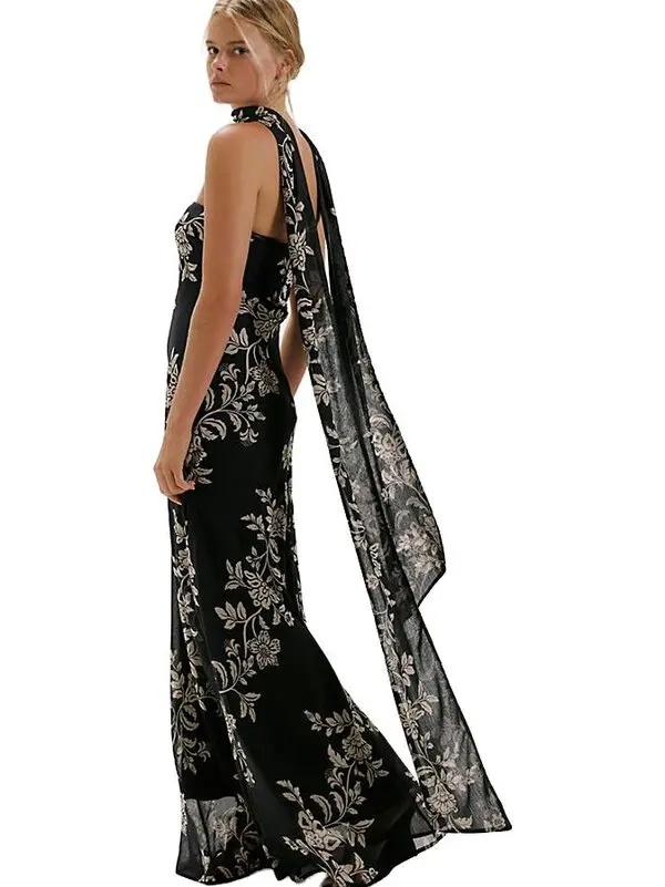HANSEN & GRETEL Odessa Maxi Dress With Halterneck And Flowy Silhouette - Moonlit Vine