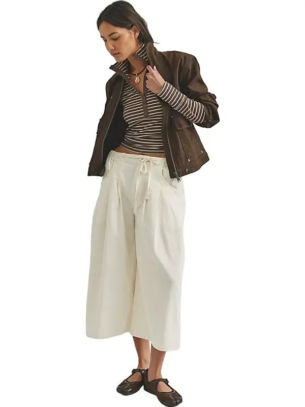 Free People Telluride Wide-leg Cropped Pants - Ivory