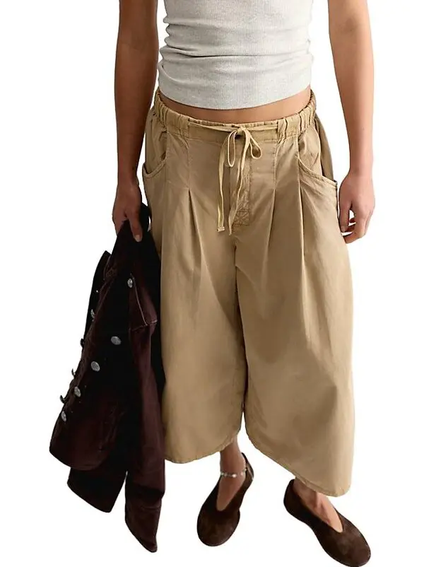 Free People Telluride Wide-leg Cropped Pants - Tannin