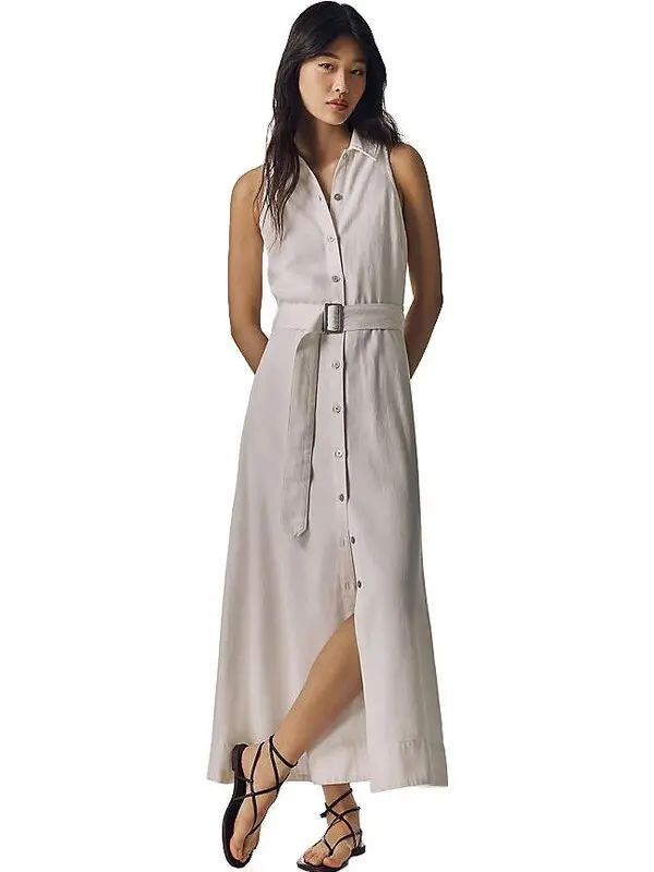 DL1961 Helena Sleeveless Button-front Midi Dress - White