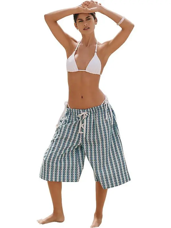 CELANDINE Oversized Bermuda Pants - Turquoise