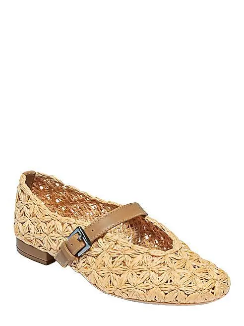 Bernardo Borden Raffia Mary Jane Flats - Natural