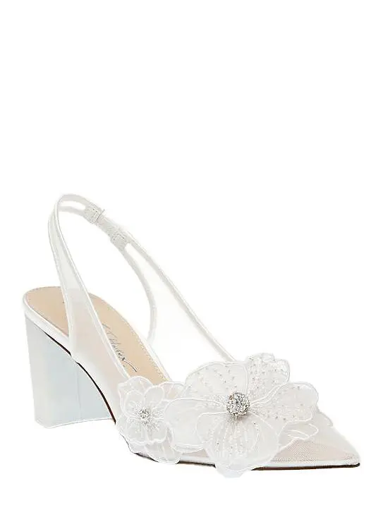 Betsey Johnson Petra Floral Embellished Slingback Heels - Ivory