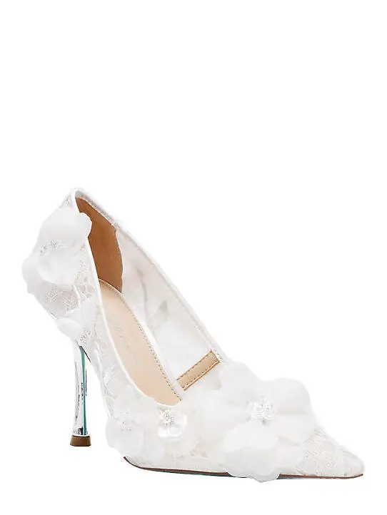 Betsey Johnson Darcy Floral Embellished Pumps - Ivory