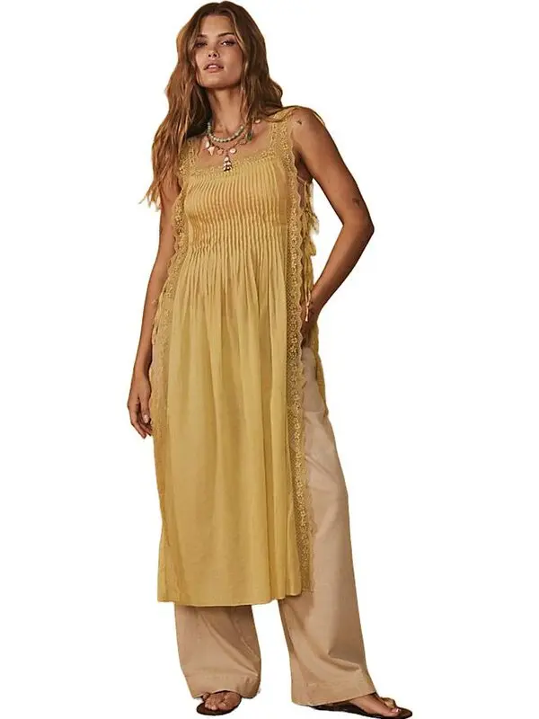 Free People Loren Apron Maxi Top - Dried Moss