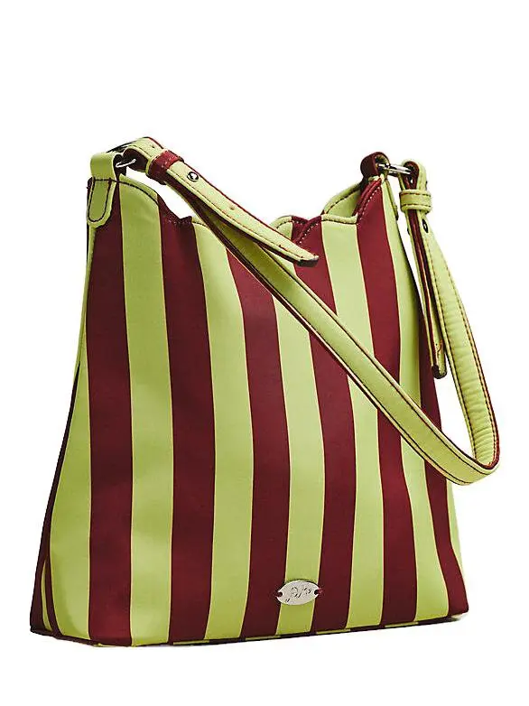 DAMSON MADDER Lorelai Shoulder Bag - Avocado & Chocolate Stripe