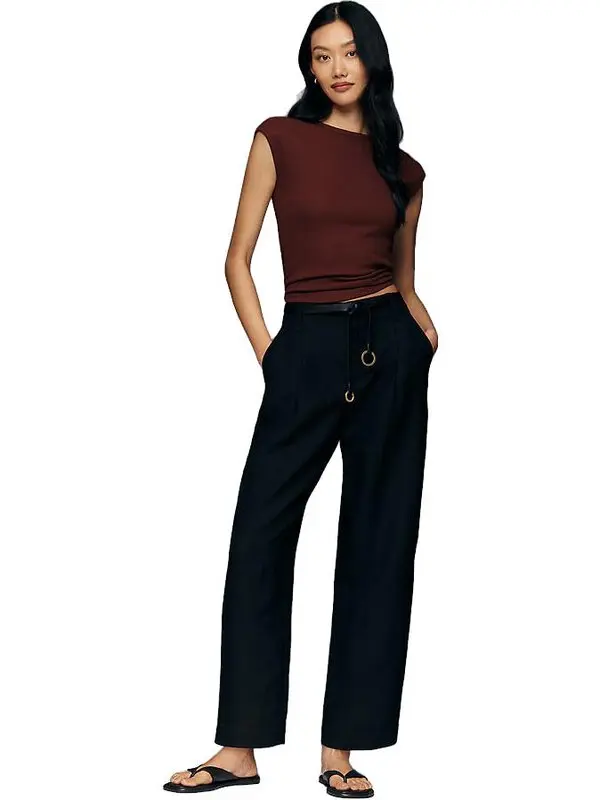Sanctuary Scout Linen Barrel Pants - Black