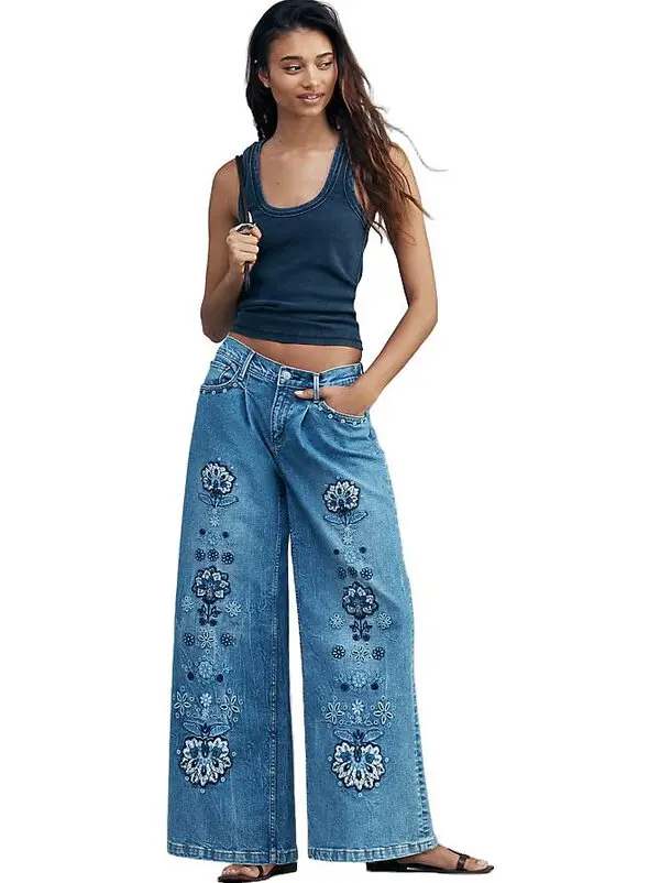 DRIFTWOOD Eloise High-rise Wide-leg Jeans - Aqualina