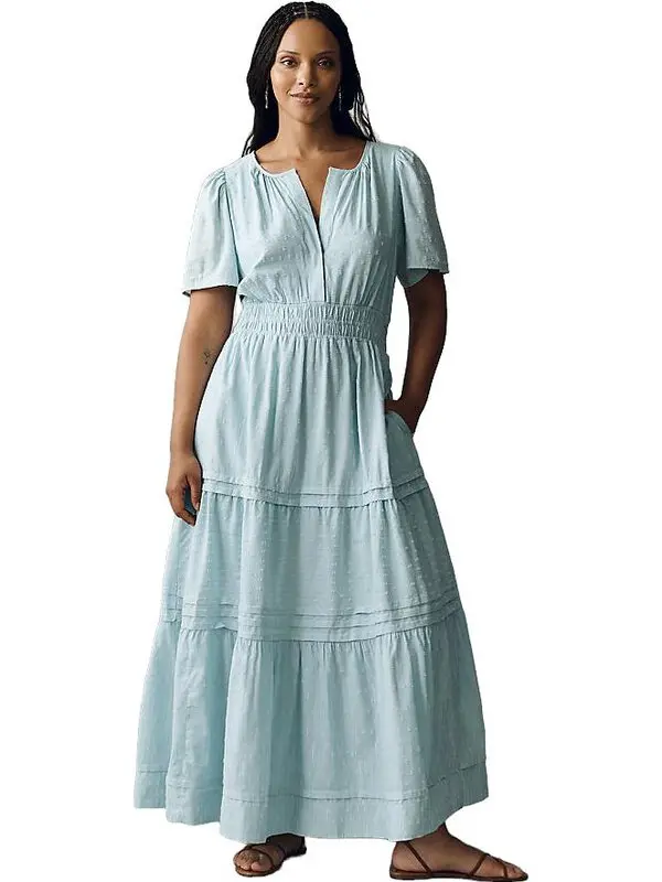 THE SOMERSET COLLECTION BY ANTHROPOLOGIE Tiered Maxi Dress - Corydalis Blue